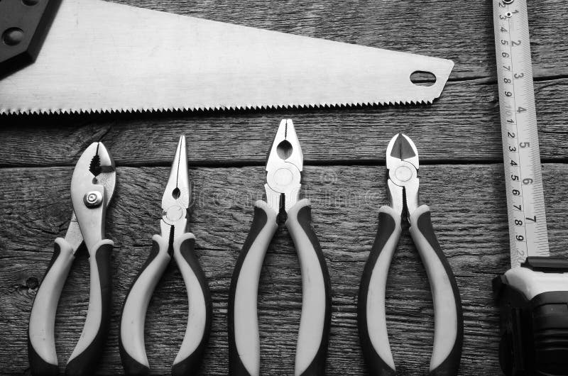 Hand Tools and Work Bench Background Stock Photo - Image of blade ...