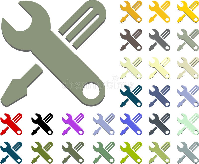 Hand Tools of Wrench and Screwdriver Icon Stock Illustration ...