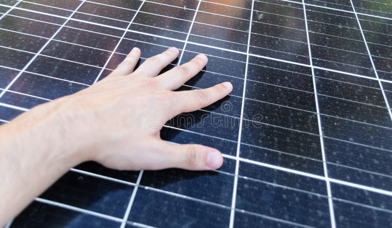 Hand on Top of a Solar Panel Stock Image - Image of home, alternative ...