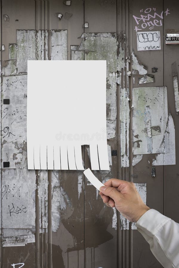 Hand Torn Piece of Paper from Blank Ad Stock Image - Image of empty ...
