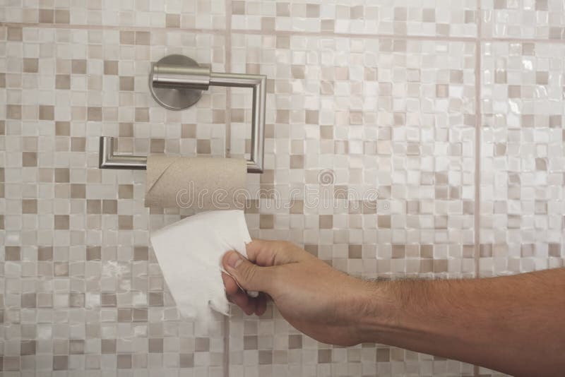 Hand with Torn Toilet Paper Stock Image - Image of adversity, hygiene ...
