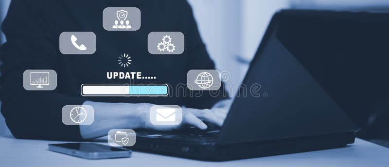 Update Software Upgrade Version Concept Virtual Screen Computer Program Technology Internet Hand ...
