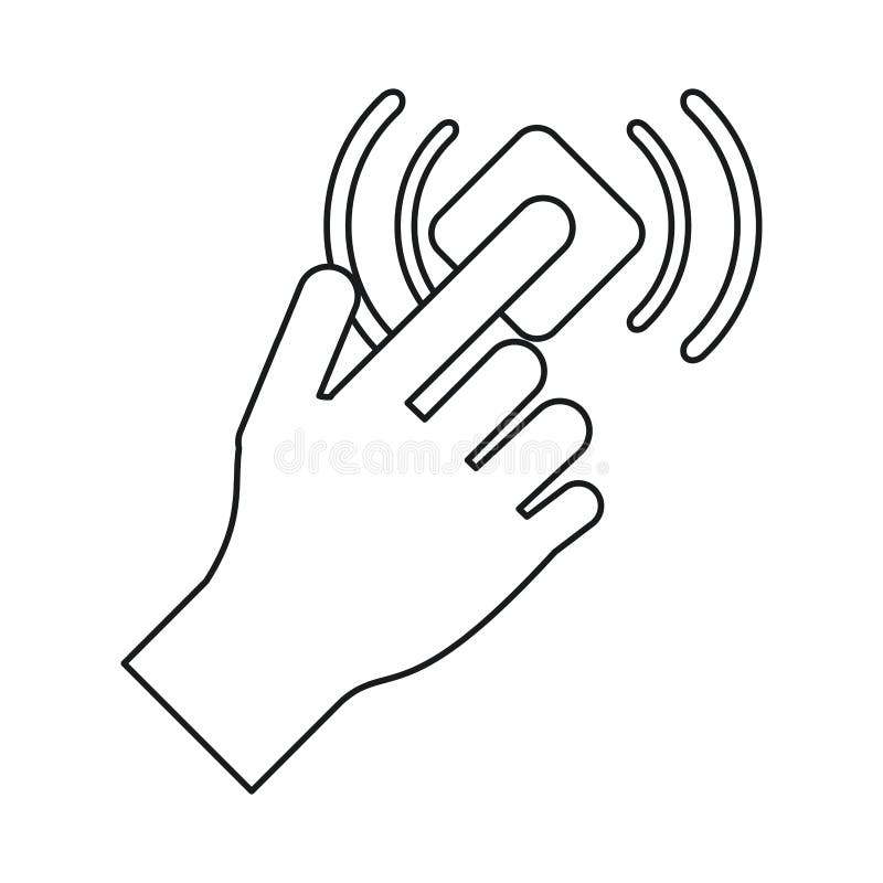 Hand Touch Button Wifi Graphic Line Stock Vector - Illustration of ...