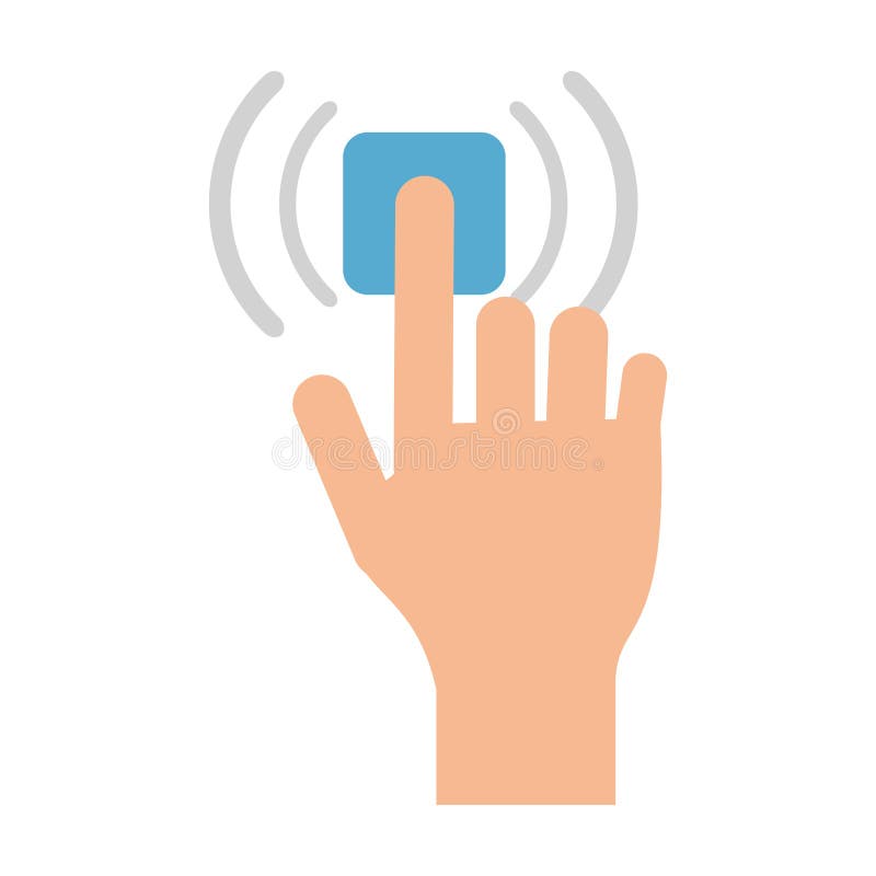 Hand Touch Button Wifi Graphic Stock Vector - Illustration of mobile ...