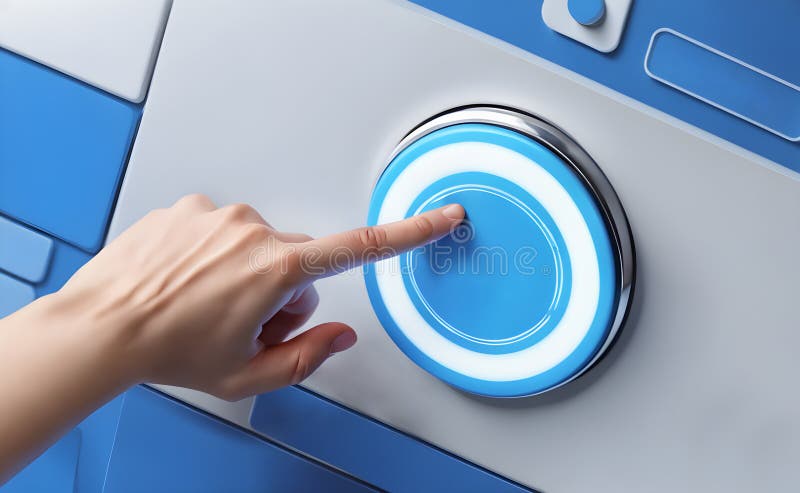 Hand Touch Buttons on Control Panel Stock Illustration - Illustration ...