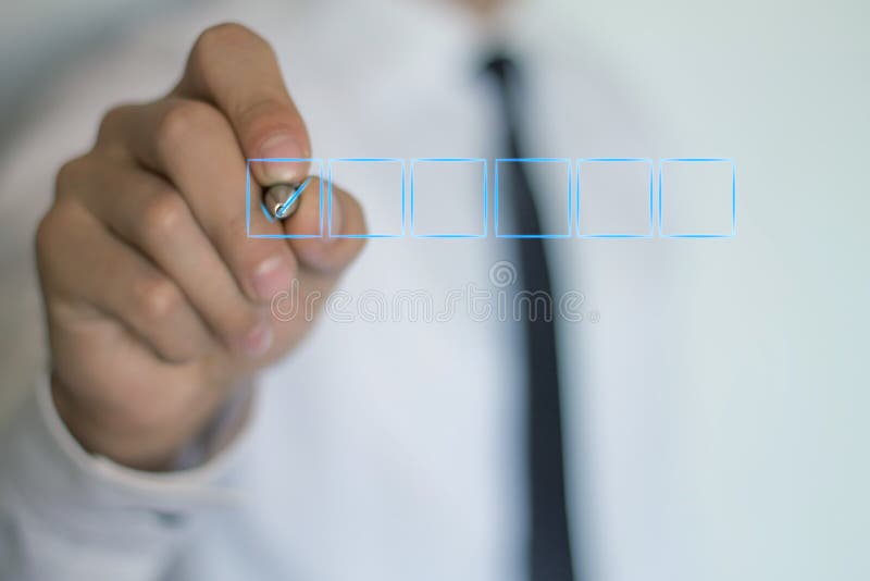 Hand touch on a checkbox. stock image. Image of vote - 113083475