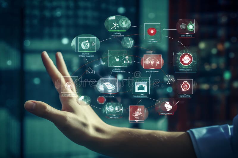 Hand Touch Digital Interface. Future Concept Technology or Cyber ...