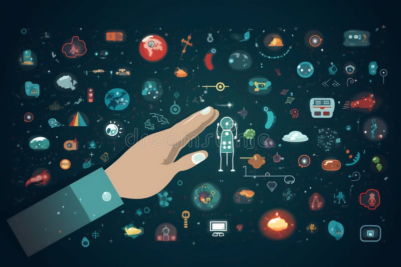 Hand Touch Digital Interface. Future Concept Technology or Cyber ...