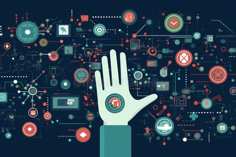 Hand Touch Digital Interface. Future Concept Technology or Cyber ...