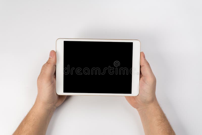 Man Working with Tablet, Top View Stock Image - Image of network ...