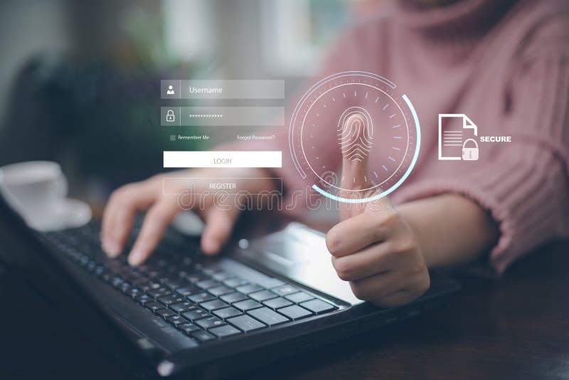 Hand Touch Fingerprint with Virtual Global with Cyber Security, Login ...