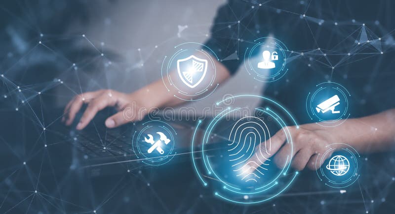 Hand Touch Fingerprint with Virtual Global with Cyber Security, Login ...