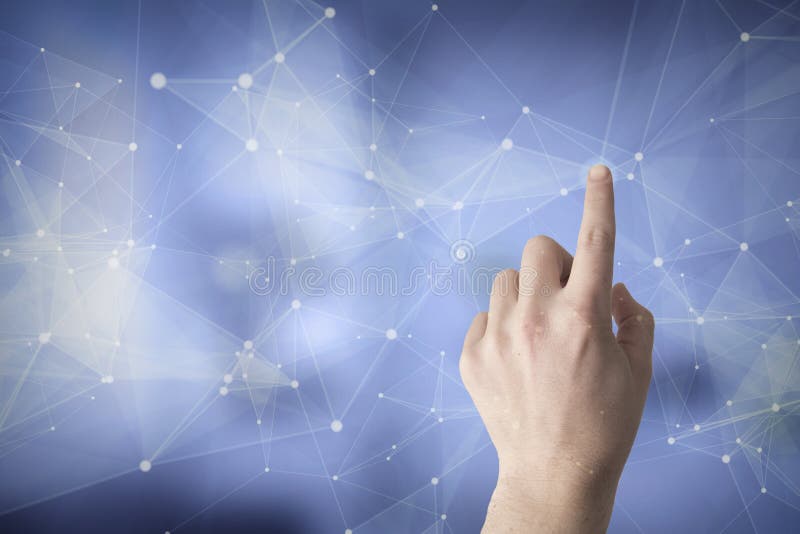 Hand touch flying network stock photo. Image of flying - 105057178