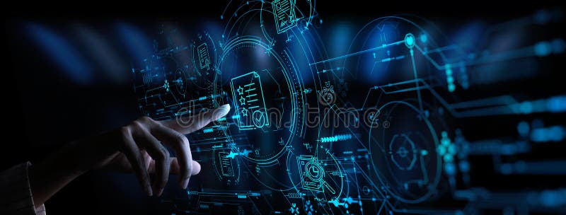 Hand Touch Icon of Document Management Data System Business Internet ...