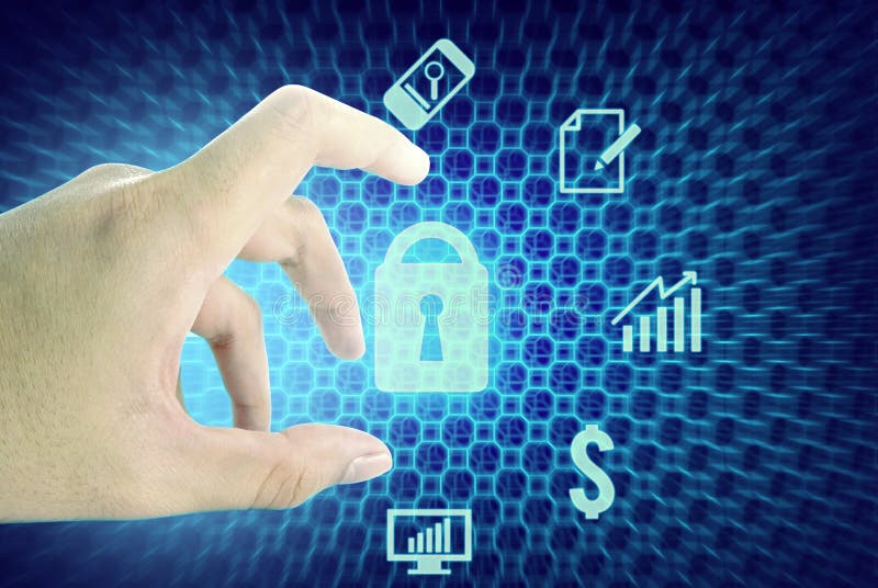 Hand and Business Internet Security Stock Image - Image of cloud ...