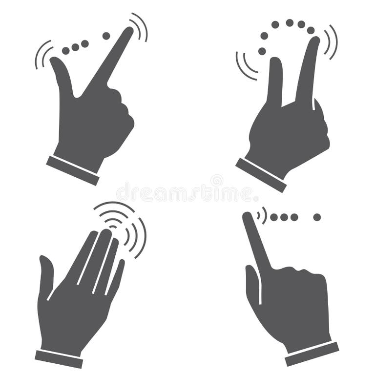 Hand Touch Pad Gestures stock illustration. Illustration of collection ...