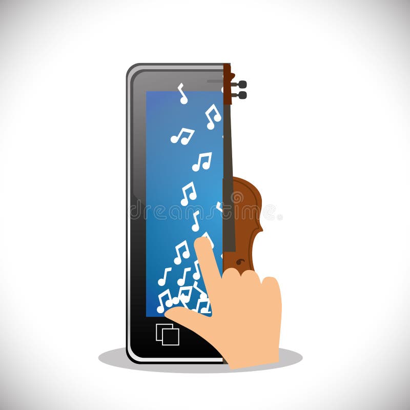 Hand Touch Phone Note Fiddle Mobile Music Stock Illustration ...