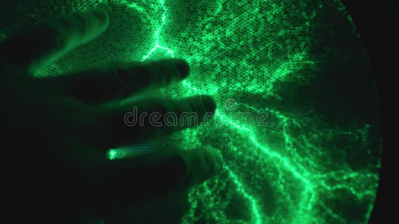 Hand Touch Plasma Ball. Static Electricity Model Stock Video - Video of ...