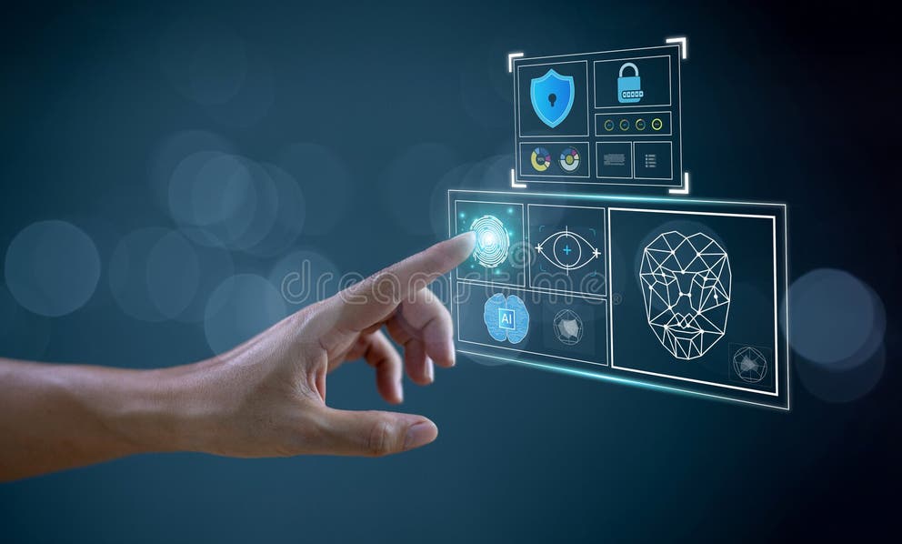 Hand Touch Scan Digital Biometric Sensor Stock Image - Image of online ...