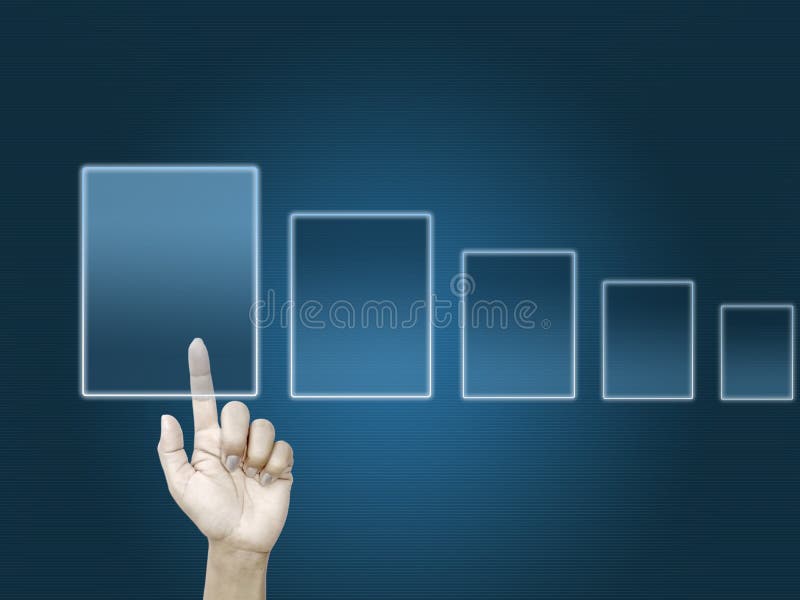 Hand Touch Screen Interface Stock Image - Image of projection ...