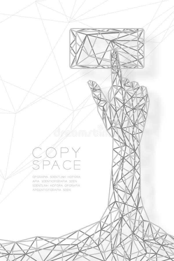 Hand Touch Screen Smartphone Shape Wireframe Polygon Golden Frame ...