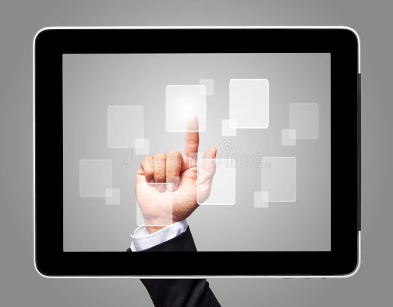 Hand Touch Screen Virtual Icon Stock Photo - Image of hold, hand: 26536450