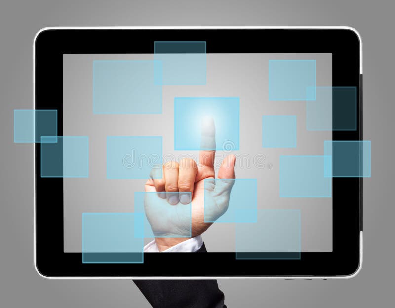 Hand Touch Screen Virtual Icon Stock Illustration - Illustration of ...