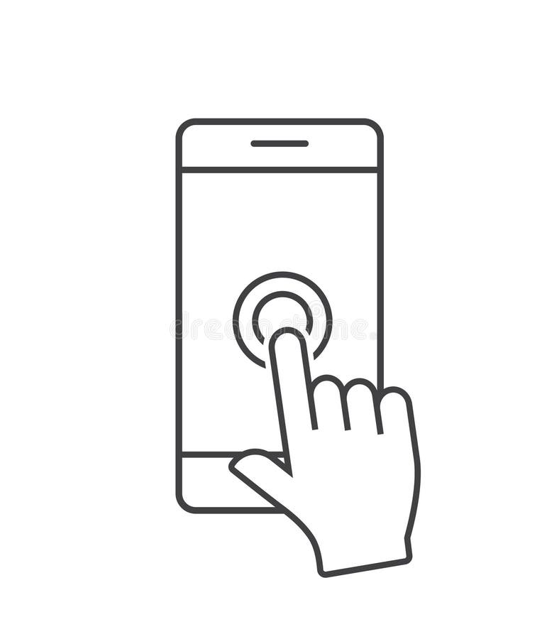 Hand Touch Smartphone Icon in Line Style Phone Touch Symbol Eps Stock ...