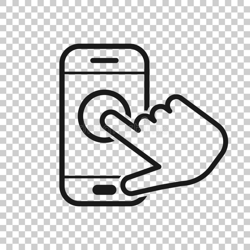 Hand Touch Smartphone Icon in Transparent Style. Phone Finger Vector ...