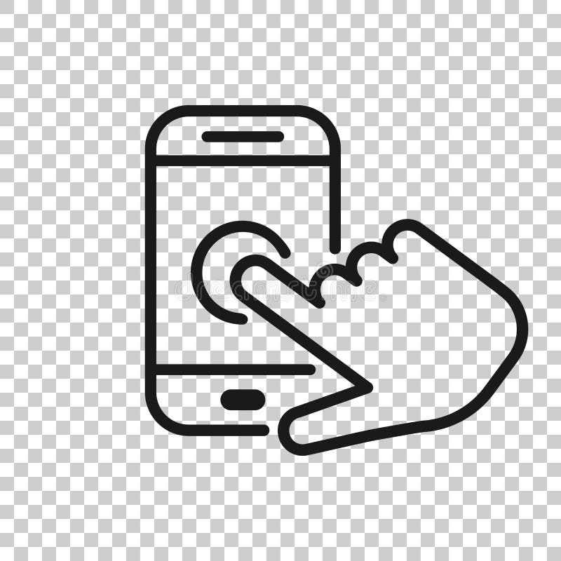 Hand Touch Smartphone Icon in Transparent Style. Phone Finger Vector ...