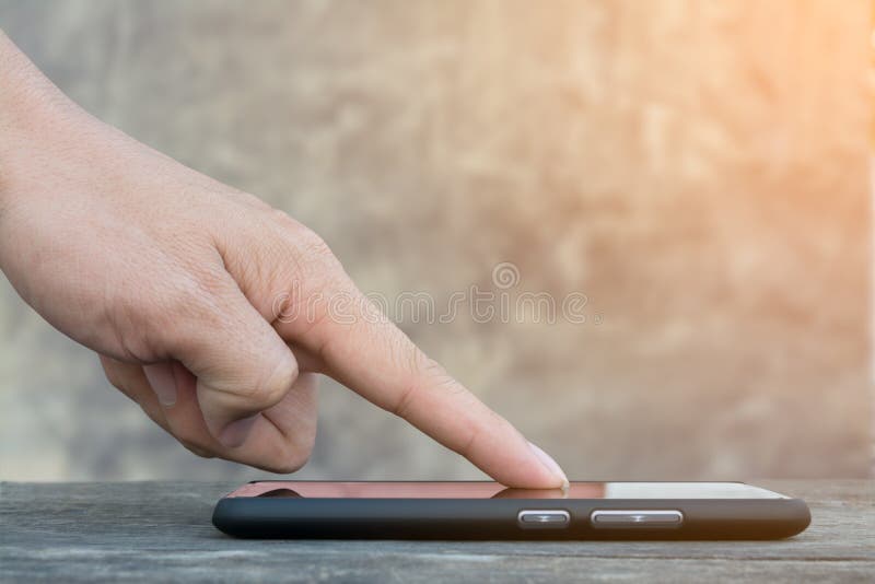 Hand Touch Smartphone Screen Stock Image - Image of phone, closeup ...