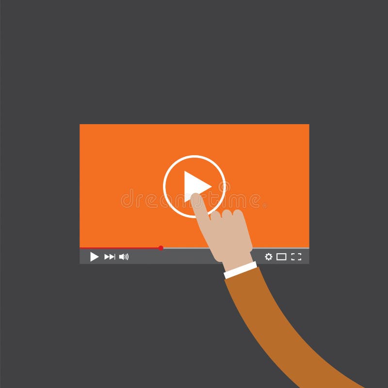 Hand Touch on Video Player. Stock Vector - Illustration of icon, panel ...