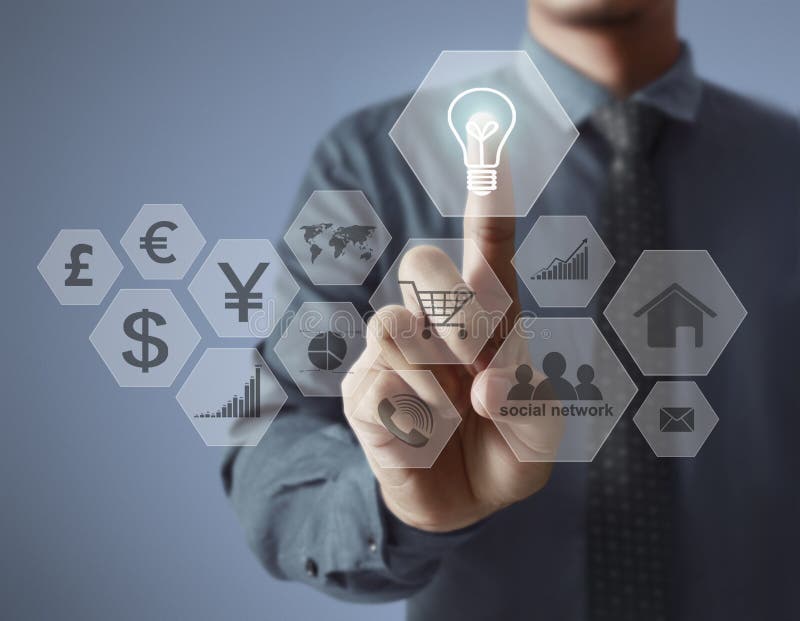 Hand Touch Virtual Icon Social Network Stock Illustration ...