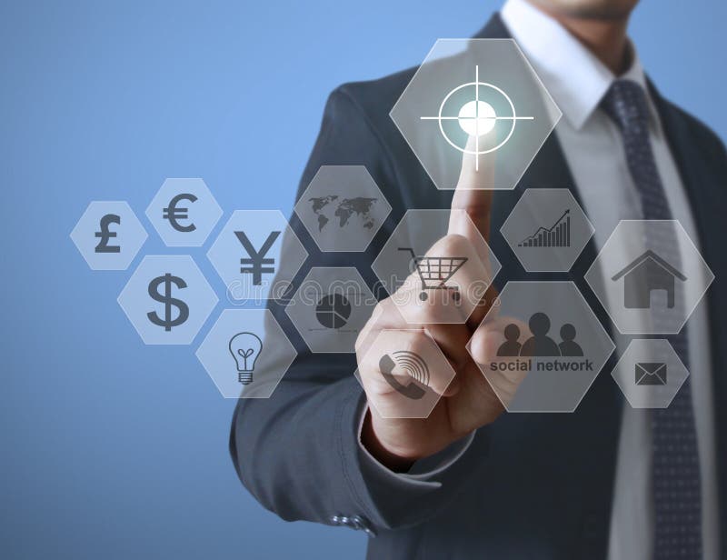 Hand Touch Virtual Icon Social Network Stock Illustration ...