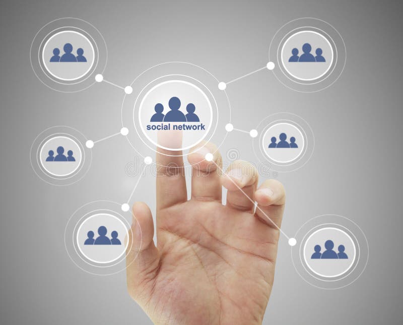 Hand Touch Virtual a Icon Social Network Stock Image - Image of event ...