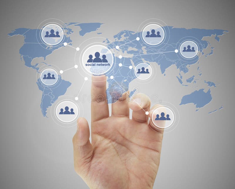 Hand Touch Virtual a Icon Social Network Stock Image - Image of finger ...