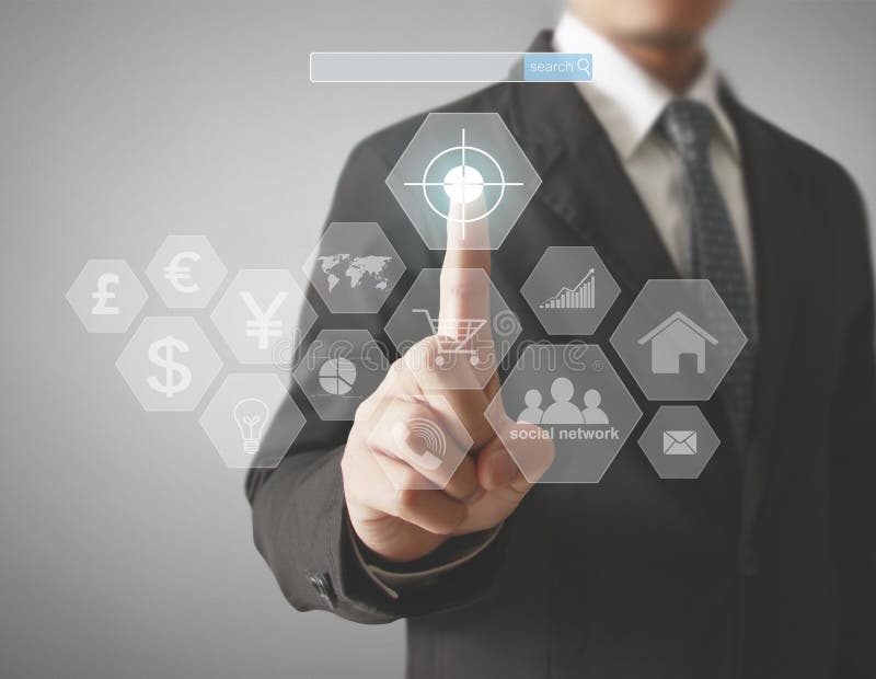 Hand Touch Virtual a Icon Social Network Stock Photo - Image of contact ...