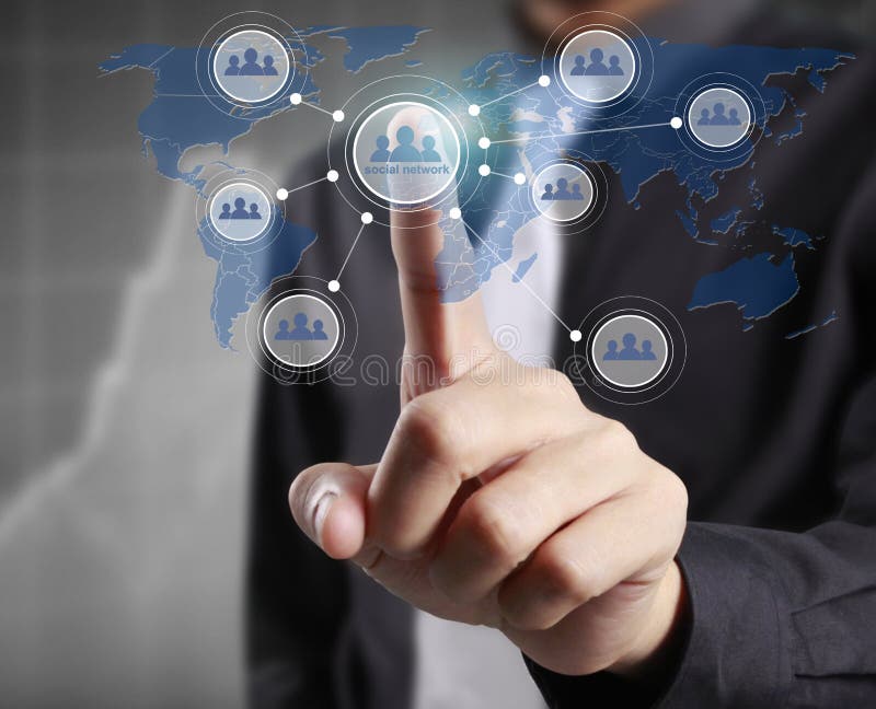Hand Touch Virtual a Icon Social Network Stock Photo - Image of friend ...