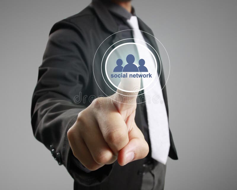Hand Touch Virtual a Icon Social Network Stock Image - Image of message ...