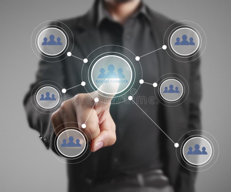 Hand Touch Virtual a Icon Social Network Stock Image - Image of concept ...