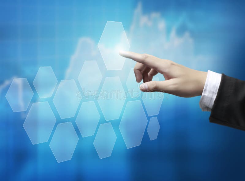 Hand Touch Virtual Icon Social Network Stock Illustration ...