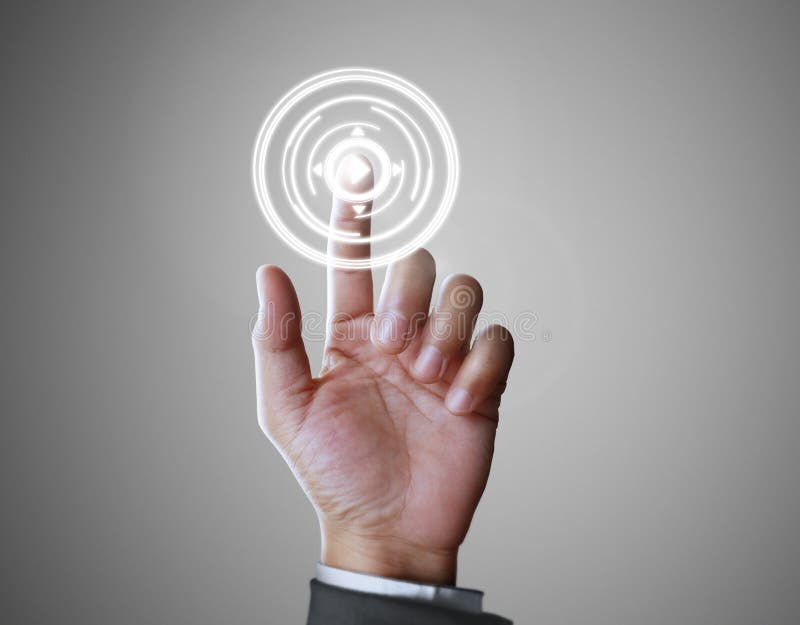 Hand Touch Virtual Icon Social Network Stock Illustration ...