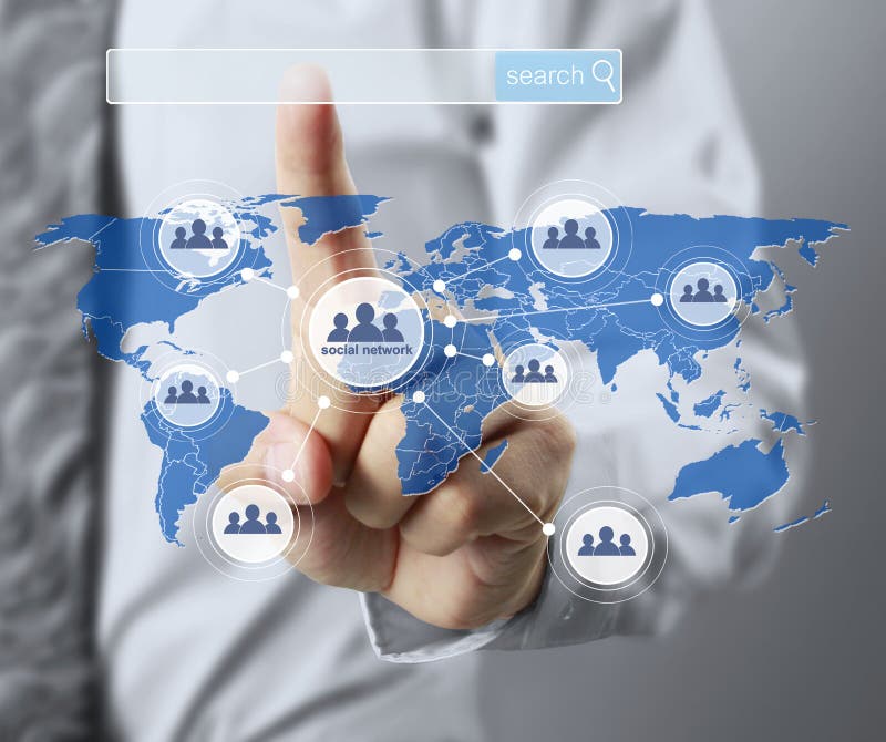 Hand Touch Virtual Icon Social Network Stock Illustration ...