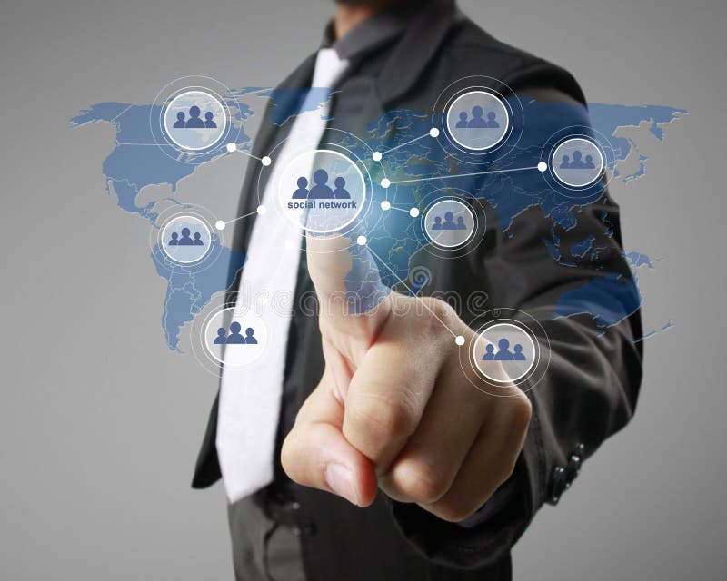 Hand Touch Virtual a Icon Social Network Stock Image - Image of ...