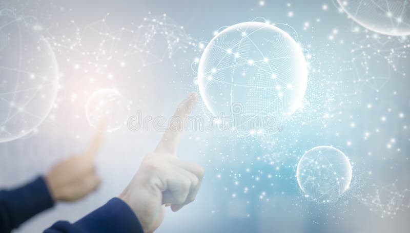 Hand Touch Virtual World Line Connections System and Global Data ...