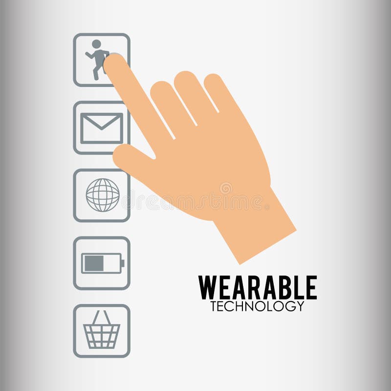 Hand Touch Wearable Technology Device Stock Illustration - Illustration ...