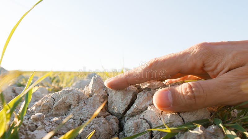 Hand Touches Clods of Dry Earth Side View Stock Image - Image of warm ...