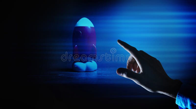 Hand Touches the Rocket. Rocket Launch Stock Image - Image of ...