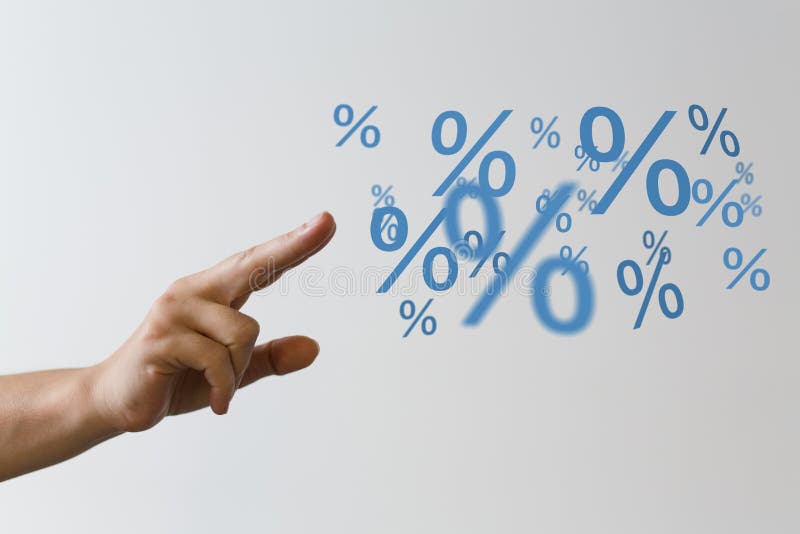 A Hand Touches Virtual Percent Icon Stock Image - Image of business ...