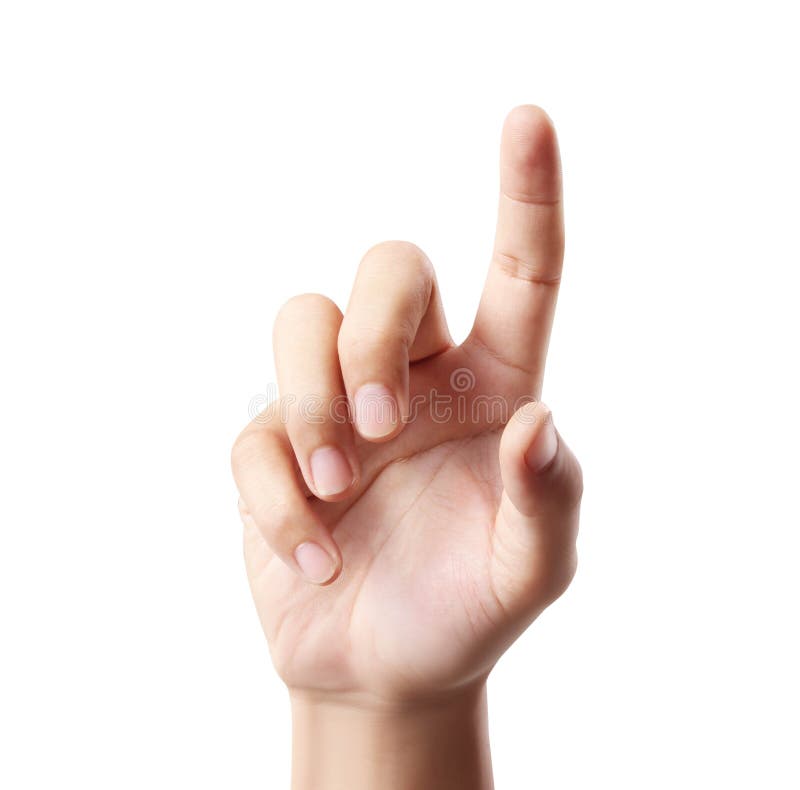 Hand Touching Screen Isolated on White Stock Photo - Image of decide ...